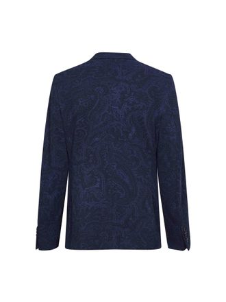 Etro Mens Blue Paisley-Pattern Seersucker Jersey Jacket Polyester