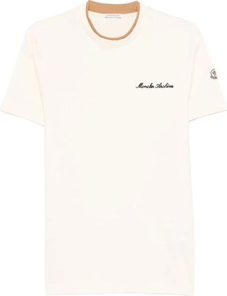 Moncler T-Shirt mit Stickerei - Nude