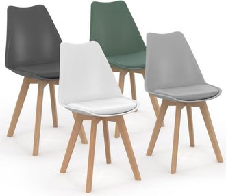 IDMarket Idmarket - Lot de 4 chaises scandinaves sara mix color gris clair, blanc, gris foncé, vert