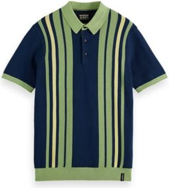 Scotch & Soda Polo structuré pour Homme - Coupe Droite, Bleu Atlantique, XL