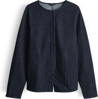 OPUS Jeansbluse FARTIS Slim tailliert in dunklem Denimblau schmale Passform, nat&uuml;rlicher Griff