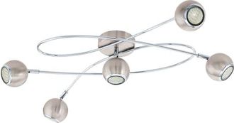 Eglo LED Deckenlampe Locanda, 5 flammige Deckenleuchte, Deckenstrahler aus Metall, Wohnzimmerlampe in Nickel-Matt, Chrom, Spots inkl. GU10 Leuchtmittel, wa