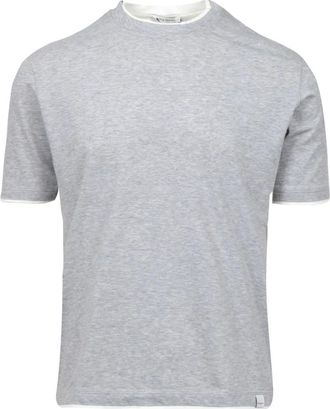 Paolo Pecora Homme, Tops, Gris, Taille: L T-shirt Gris en Coton Col Rond