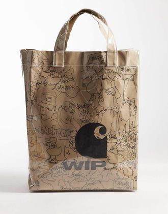 Carhartt Work in Progress sac imprim&eacute; graffiti marron multicolore