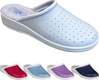 Generico Max Relax 400/S Chaussons sabots sanitaires pour femme, tige perforée en simili cuir, semelle anatomique en cuir, fabriquée en Italie, Blanc, 39 EU