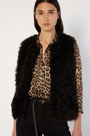 Gerard Darel Veste sans manche en peau lain&eacute;e - MAELLE - Cinnamon