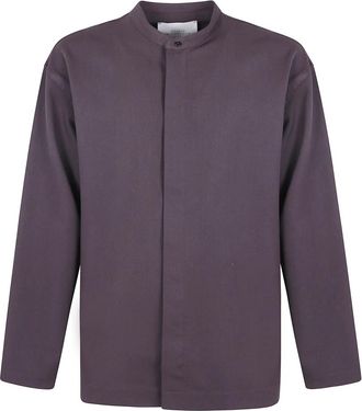 STUDIO NICHOLSON Homme, Chemises, Violet, Taille: M Chemise Col Mao en Style Karst