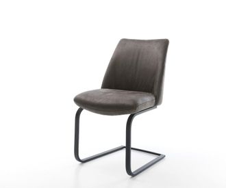 DELIFE Freischwinger Elso-Flex Mikrofaser Anthrazit Vintage Freischwinger flach Schwarz Taschenfederkern, Esszimmerst&uuml;hle