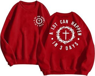 Generic DENGJIAMY Pull chr&eacute;tien classique pour homme &laquo; A Lot Can Happen In 3 Day &raquo; Mode J&eacute;sus Faith Hauts Tendance Croix Chemise &agrave; manches longues pour homme,