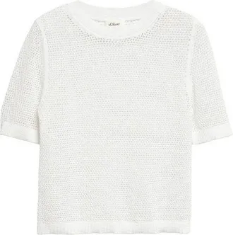 s.Oliver Kurzarmpullover Strickpullover Ajour-Pullover mit Kurzarm