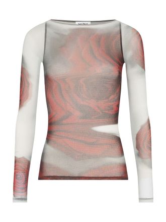 Jean Paul Gaultier Womens Top The Red Blurry Roses White Polyamide Tops