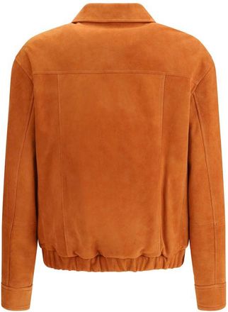 Brunello Cucinelli Calf Leather Jacket - Orange