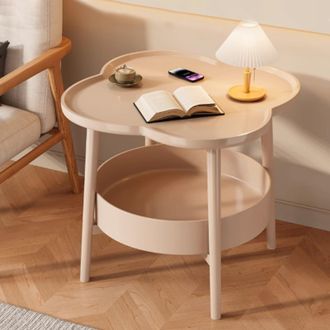 Generic Beistelltische FüRs Wohnzimmer, Beistelltisch FüRs Sofa, BlüTenblattföRmige, Konkave Tischplatte, DoppelstöCkiger Stauraum FüRs Schlafzimmer