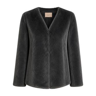 Twinset Femme, Vestes, Noir, Taille: 42 FR Veste en fausse fourrure et shearling