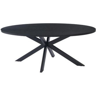 Vente-Unique Vente-unique - Table &agrave; manger 8 personnes placage ch&ecirc;ne et m&eacute;tal - Noir - linioma