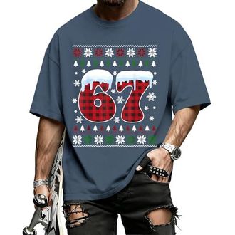 Generic Chemise de Noël pour homme - Col rond à carreaux 67 | Coupe ample en coton - Vêtements décontractés - pour fête, noir foncé, L