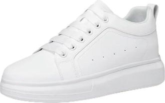 Generic ZBDP Chaussures &eacute;l&eacute;vatrices pour homme et femme Chaussures invisibles en cuir blanc &agrave; lacets Hauteur augmentant 6 cm 8 cm 10 cm, Blanc 10 cm., 42.5 EU