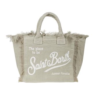 MC2 Saint Barth Femme, Sacs, Beige, Taille: ONE Size Sac Vanity en Lin avec Franges