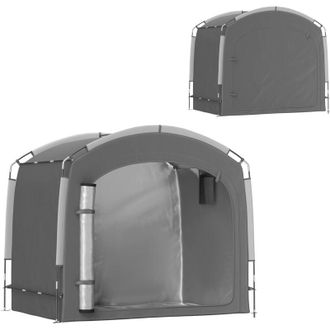 OUTSUNNY Abri v&eacute;lo - tente v&eacute;lo - tente de rangement ext&eacute;rieur - dim. 205 x 140 x 188 cm - fibre de verre oxford gris
