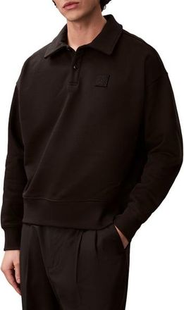 Calvin Klein Sweat col polo manches longues en coton