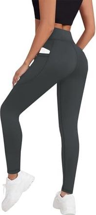 Generic Legging de yoga taille haute pour femme - Legging de sport pour femme - Legging de contr&ocirc;le du ventre avec poches - Pantalon de yoga &eacute;lastique doux - 