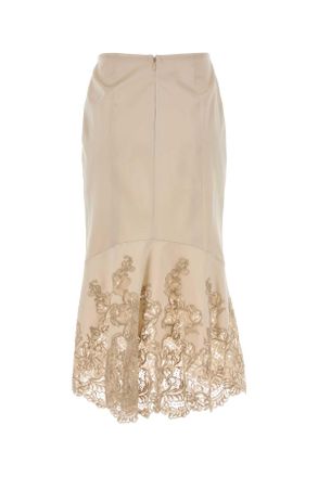 Ermanno Scervino Lace-Trimmed Satin Skirt - Beige