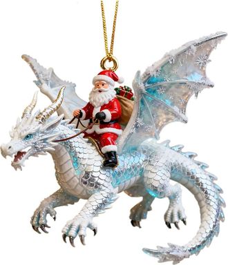 Generic Dragon Christmas Ornaments | 2D Santa Riding Flying Dragon Decoration | Christmas Tree Ornaments,for Holiday Home Wall Window Backpack Celebration Win