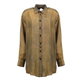 Maison Margiela Braunes langes Hemd aus gewaschener Seide - - Blouses & Shirts - Damen - Braun - S