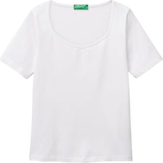 Benetton T-Shirt Femme, Blanc, Large