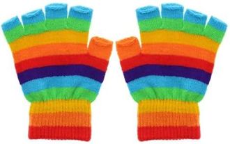 Generic Gants Mitaines unisexes Rainbow Pride &agrave; rayures brillantes Taille unique, multicolore