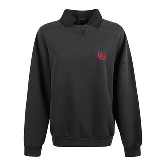 Balenciaga Besticktes Polokragen-Oberteil - - Sweatshirts & Hoodies - Damen - Schwarzk - S