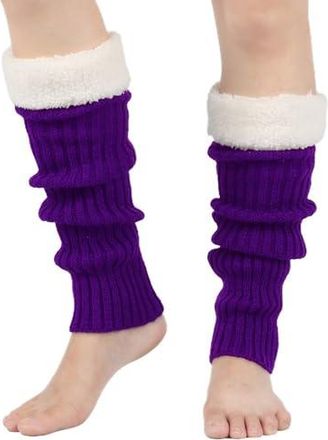 Generic Chaussettes tricot&eacute;es originales pour femmes Chaussettes chaudes en tricot poilu Chaussettes empil&eacute;es No&euml;l Chauffage de bureau, lilas, taille unique