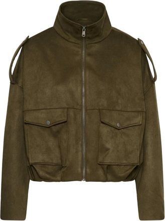 Kaffe KAaster Veste Bomber en Similicuir - Femme - Vestes - Vert - Taille: 38 FR