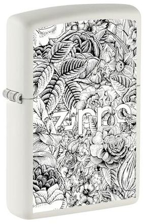 Zippo Sturmfeuerzeug - Zippo Flowers, White Matte, Color Image - Nachf&uuml;llbar - Wiederverwendbar - Windfestes Design - Geschenkbox - Made in USA