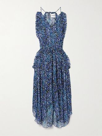 Isabel Marant Fadelo Midikleid Aus Krepon Mit Print - Blau
