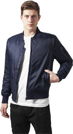 Urban Classics Herren Jacke - Basic Bomber Jacket, Bomberjacke mit aufgesetzter Tasche und Zipper am Arm, Blau (Navy 155), Gr. Medium