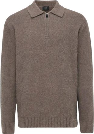Genti Polo Zip LS - Homme - Pulls - Brun - Taille: S