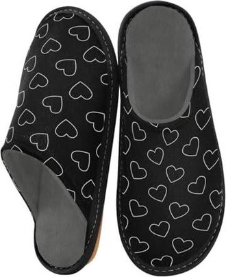 HMZXZ Ensemble de chaussons noirs à motifs de coeurs pour homme et femme, pour la Saint-Valentin, la maison, la maison, la chambre à coucher, les voyages, m