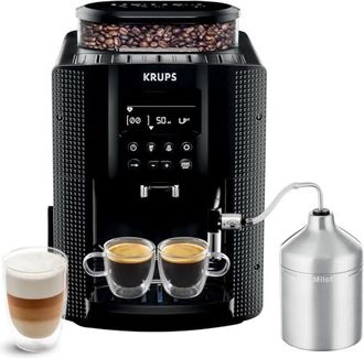 Krups Krups Essential Kaffeevollautomat mit Milchschlauch, 2-Tassen-Funktion, LCD-Display, Einfache Reinigung, Kaffeemaschine, T&Uuml;V-Siegel, Schwarz, EA816031