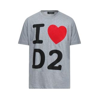 Dsquared2 Grau Melange Baumwolle Viskose T-Shirt - - Tops - Herren - Grau - M