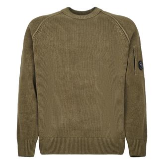 C.P. Company Chenille Cotton Rundhals-Pullover - - Knitwear - Herren - Gr&uuml;n - L