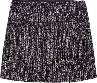 Ermanno Scervino Mini-jupe &agrave; chevrons paillet&eacute;s - Femme - Jupes - Noir - Taille: 36 FR
