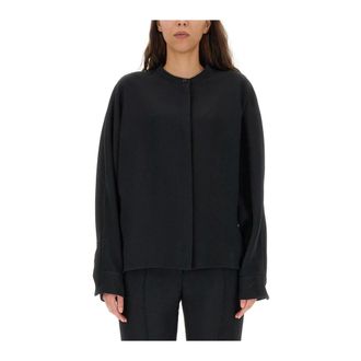 Jil Sander Femme, Blouses et Chemises, Noir, Taille: 40 FR Chemise Boutonn&eacute;e &agrave; Col Mao
