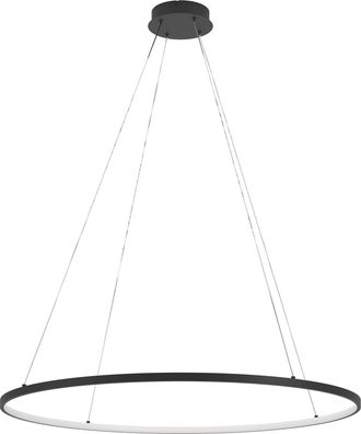 Eglo LED H&auml;ngelampe Parruta, Pendelleuchte &uuml;ber Esstisch, runde Esszimmerlampe mit Fernbedienung, Wohnzimmerlampe aus Metall in Schwarz und Kunststoff in W