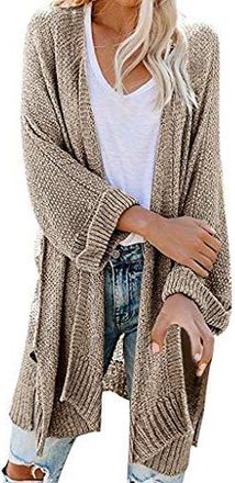 Generic Pull en tricot pour femme en coton | Cardigan long pour femme &eacute;l&eacute;gant | Grandes tailles Cardigan long en tricot Manteau en tricot Veste de transition 