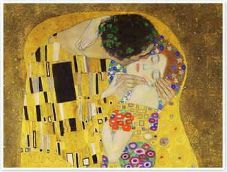 Posterlounge Der Kuss (Detail) III Poster von Gustav Klimt 120 x 90 cm Gelb Wandbilder Wanddeko