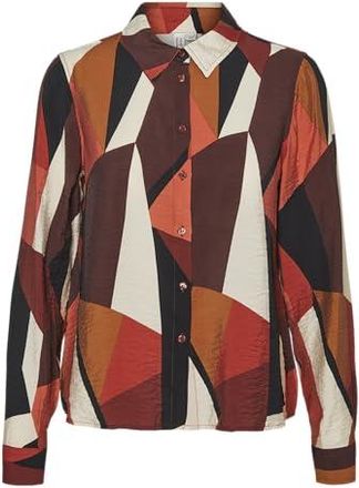Vero Moda Vmriana L/S T-Shirt WVN Btq GA Chemisier à Manches Longues, Fired Brick/AOP : Riana, M Femmes