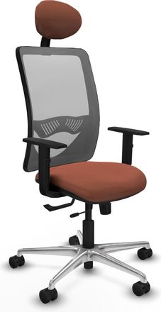 Piqueras y Crespo Arbeitsstuhl Zulema mit 1D-Armen, h&ouml;henverstellbarer Lendenwirbelst&uuml;tze und festem Kopfteil, ausgestattet mit Syncro/Traslack und Schneideschaum, Grau