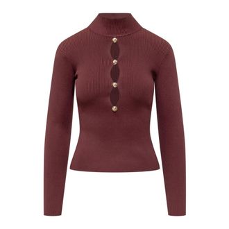 Self Portrait Femme, Pulls, Rouge, Taille: 38 FR Keyhole Knit Top