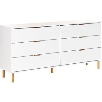 Beliani Kommode mit 6 Schubladen WALPOLE Wei&szlig;